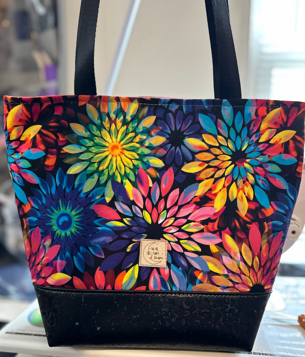 Rainbow Floral Medium Tote Bag – Up All Night Designs